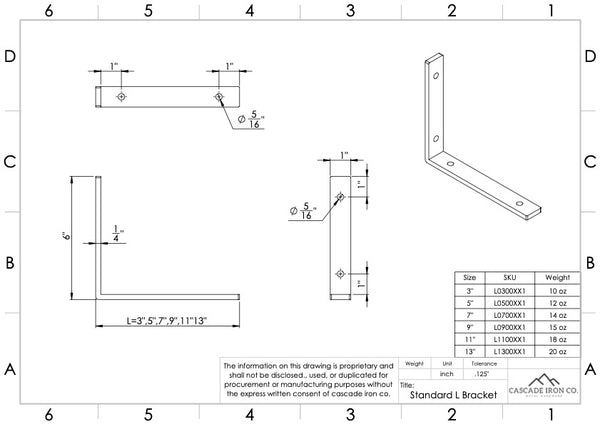 L Bracket - Metal Shelving Support – Cascade Iron Co