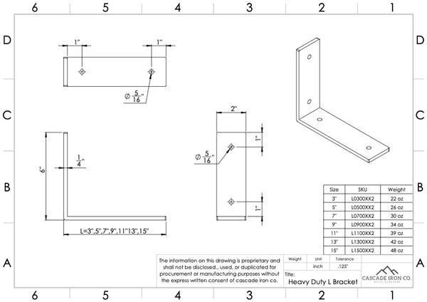 Heavy Duty L Bracket - Cascade Iron Co