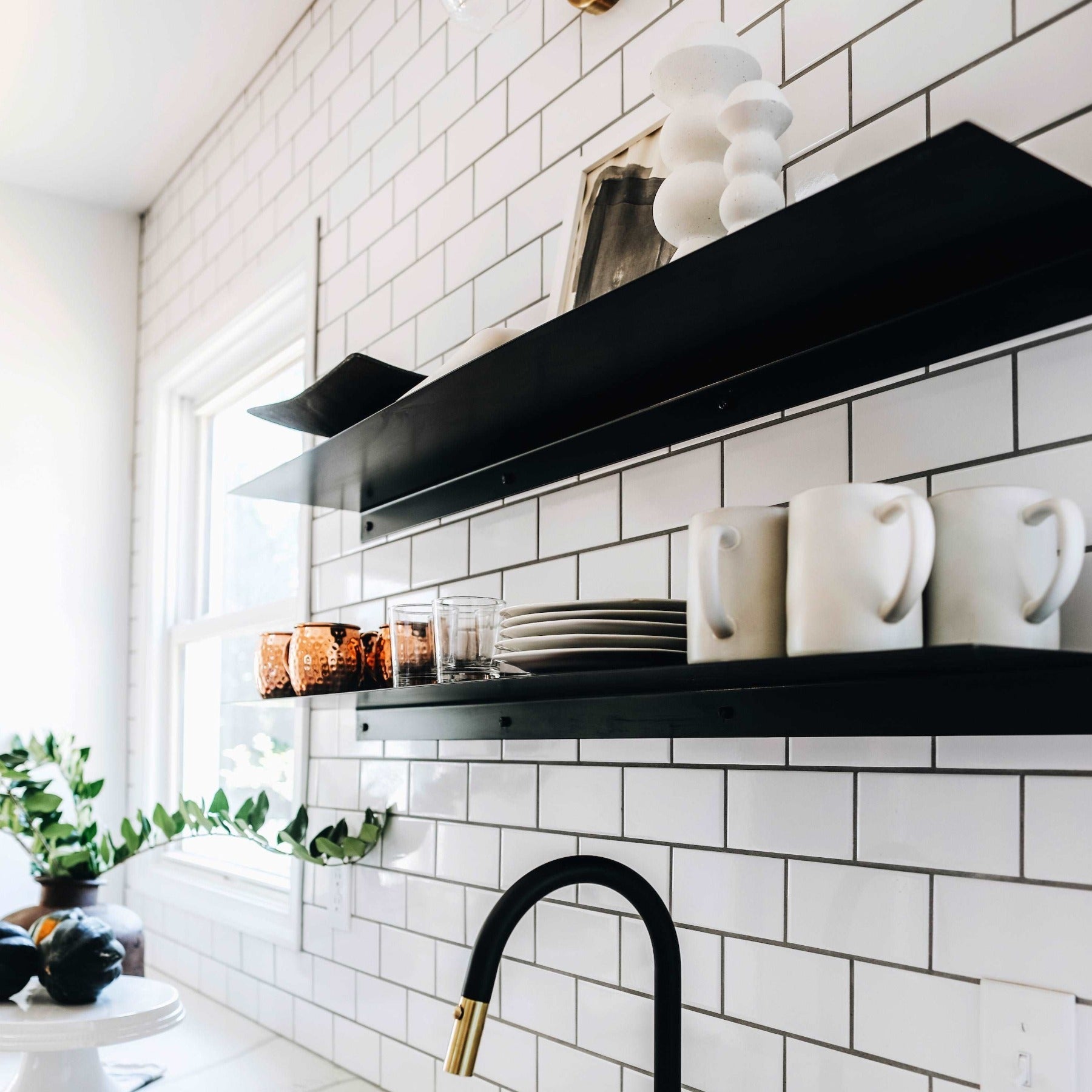 Floating Metal Shelf Black or White Cascade Iron Co